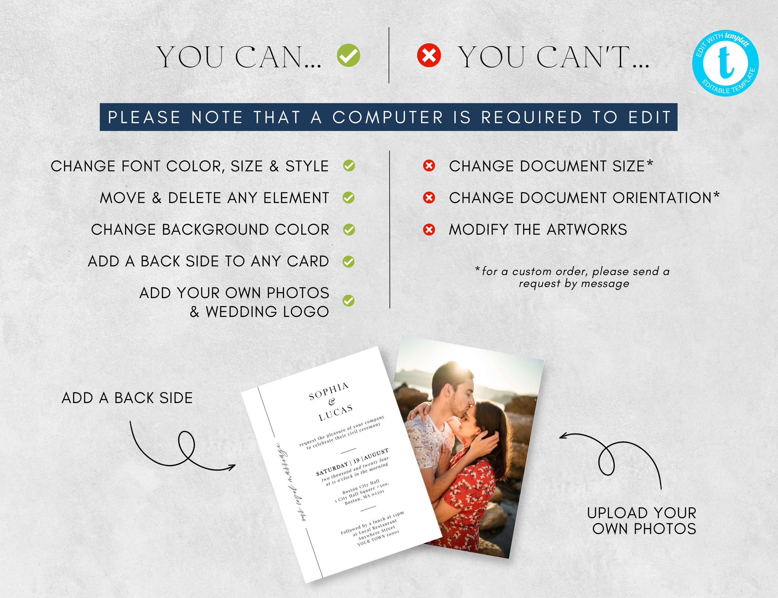 Civil Wedding Invitation Template,minimalist Modern City Hall Wedding ...