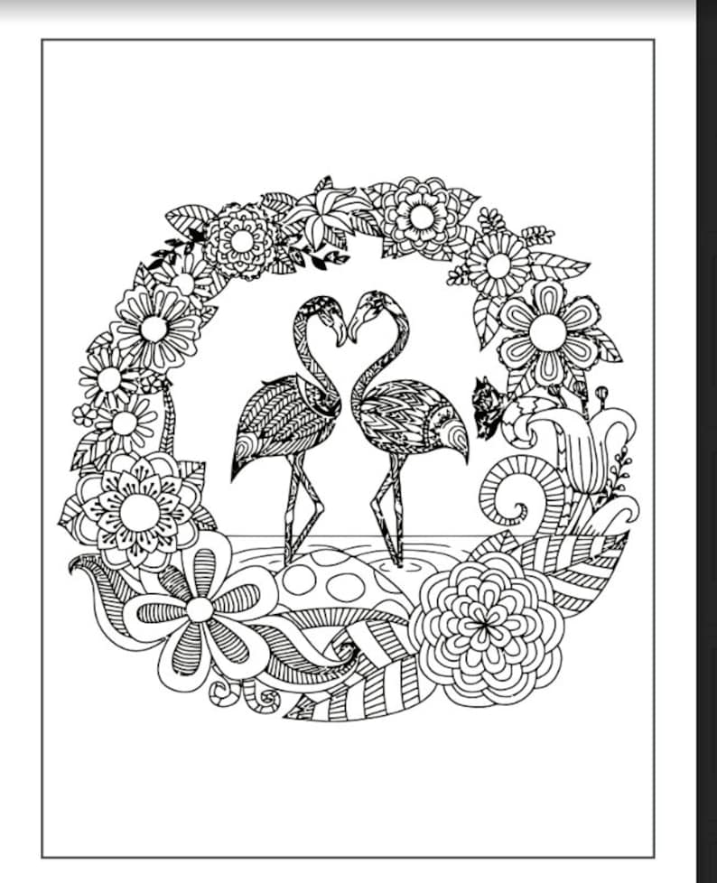 Kids Coloring Book | Digital Flamingo Coloring Printable, Childrens ...