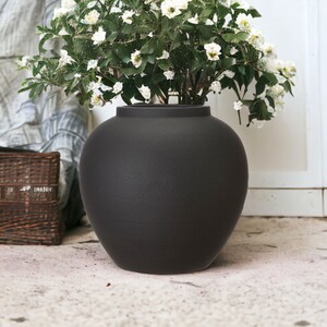 Large Black Ceramic Plant Pot 25cm Modern Scandinavian Style Chic Home ...
