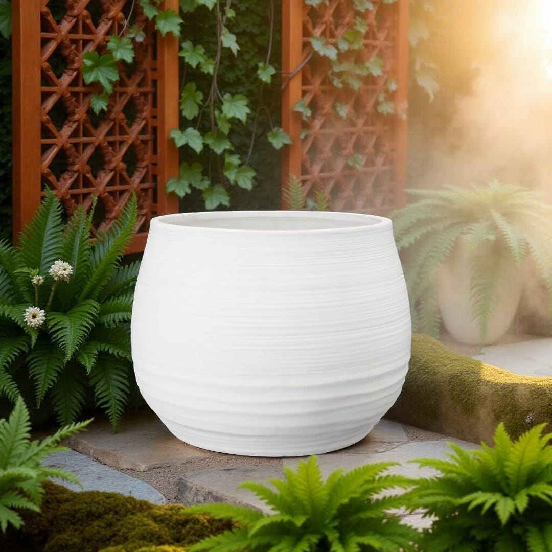 Contemporary Scandinavian White Matt 31cm Ceramic Planter - Ideal for ...