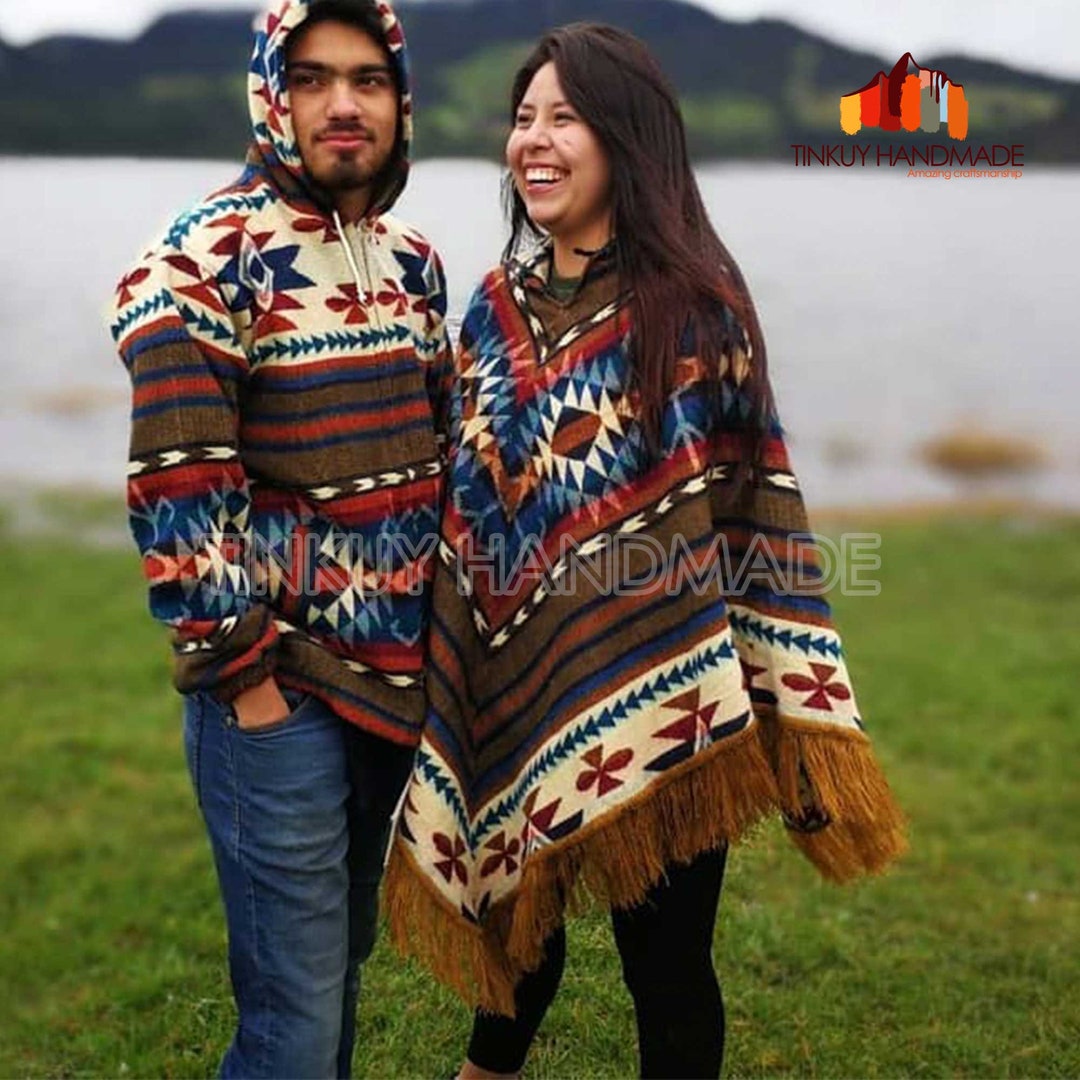 Tribal Poncho, Unisex Alpaca Poncho, Native, V-shaped Poncho , Alpaca ...