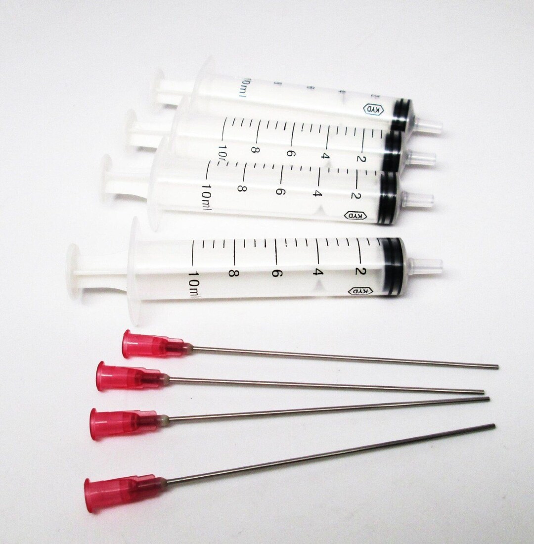 4 Pc 10ml Syringe With Blunt 8cm Long Needle for Refill Ink CISS and ...
