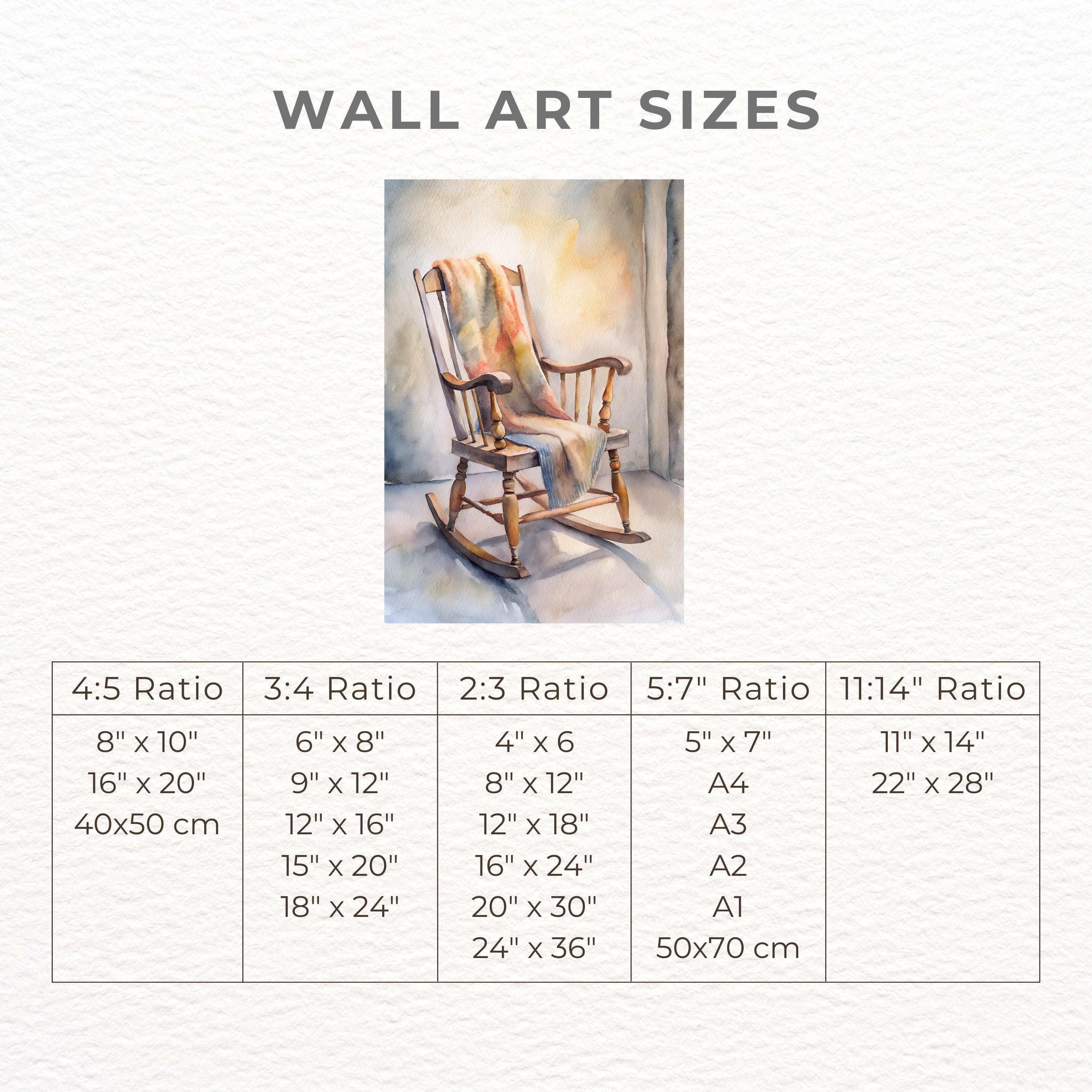 Vintage Watercolor Rocking Chair Print, Cozy Rustic Digital Art ...