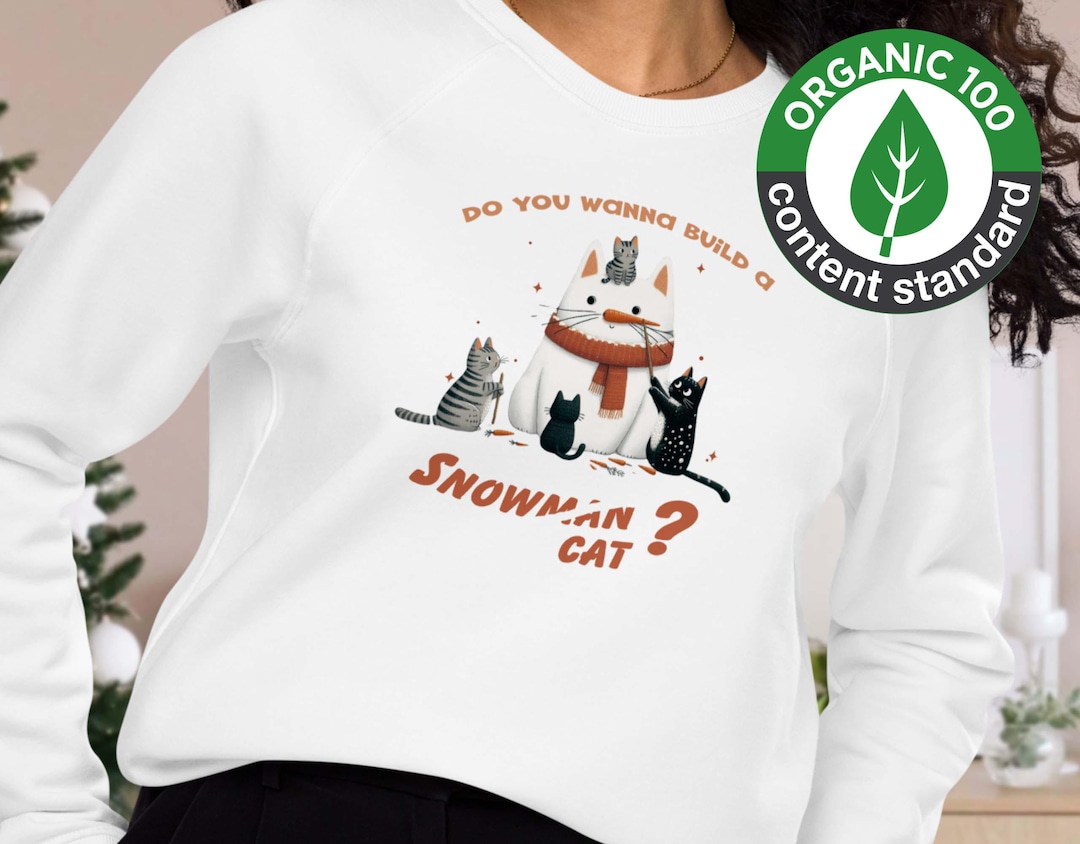 Christmas Organic Sweater Cat Snowman Super Soft Christmas Sweater in ...