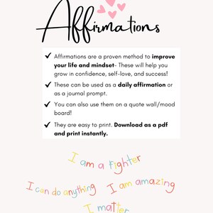 Daily Reminders and Affirmation Cards, Printable Positive Affirmations ...