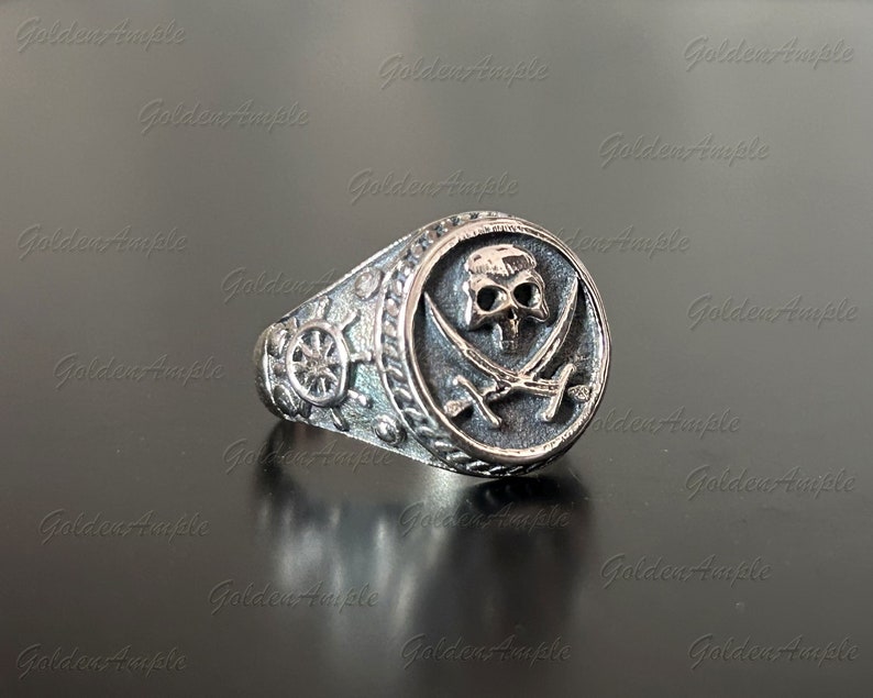 Bahamut Mens Pirate Captain Skull Knife Ring for Men Gothic Punk ...