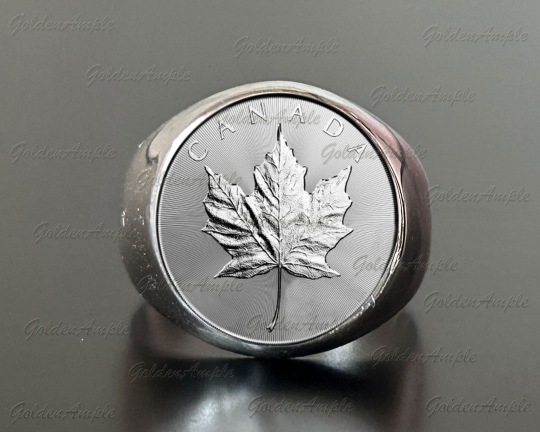 Canada Flag Ring, 925 Sterling Silver Signet Rings, Maple Leaf Coin ...