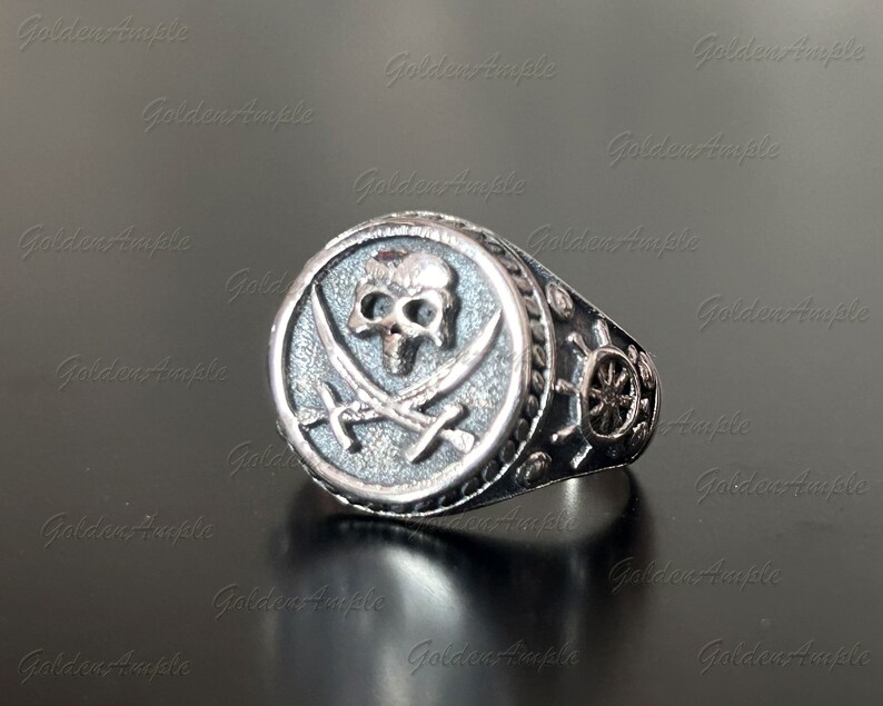 Bahamut Mens Pirate Captain Skull Knife Ring for Men Gothic Punk ...
