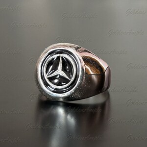 Mercedes Benz Ring, 925 Sterling Silver, Benz Signet Ring, Mercedes ...
