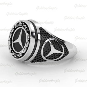 Mercedes-benz Signet Ring: 925 Sterling Silver 3D Logo - Etsy