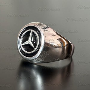 Mercedes Benz Ring, 925 Sterling Silver, Benz Signet Ring, Mercedes ...