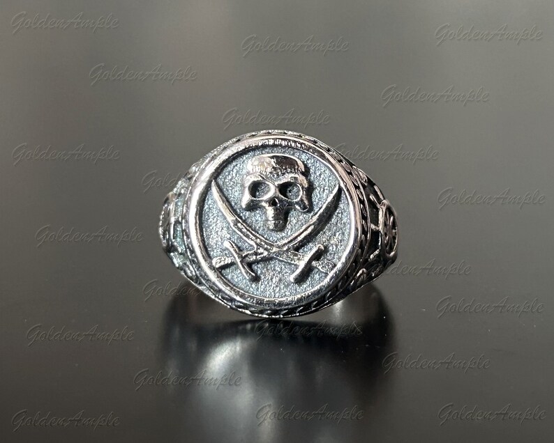 Bahamut Mens Pirate Captain Skull Knife Ring for Men Gothic Punk ...
