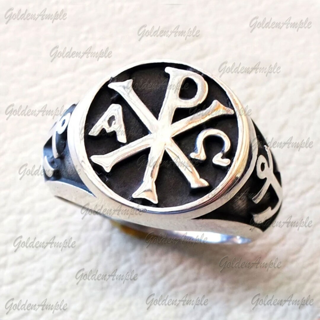 Handcrafted Solid Silver Signet Ring, Alpha Rings, Chi-rho Signet ...