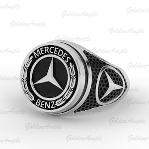 Mercedes-benz Signet Ring: 925 Sterling Silver 3D Logo - Etsy