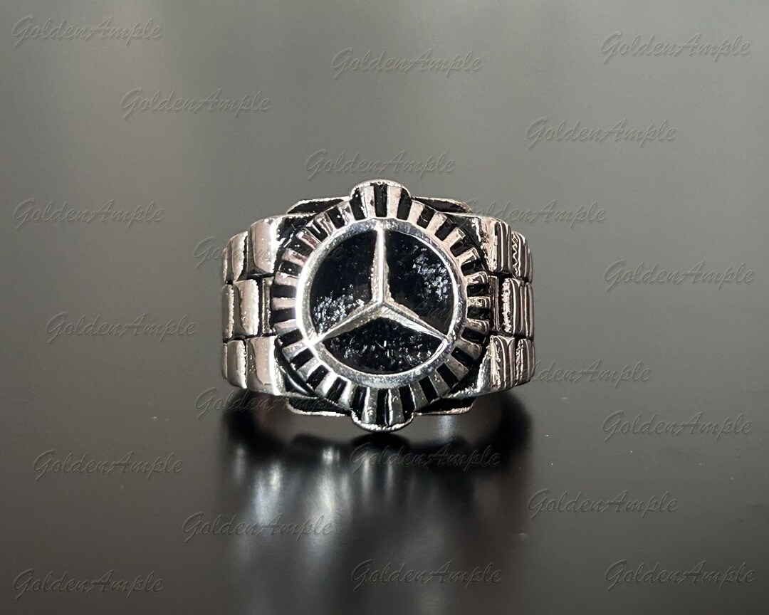 Mercedes Benz Signet Ring, Solid 925 Sterling Silver Jewelry, Mercedes ...