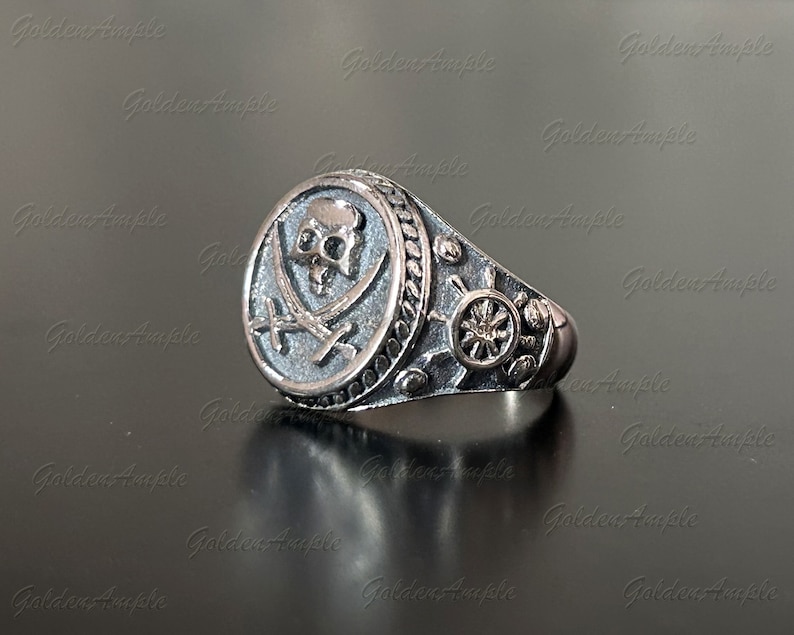 Bahamut Mens Pirate Captain Skull Knife Ring for Men Gothic Punk ...