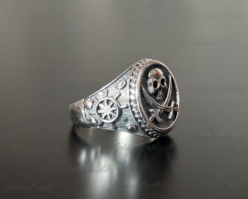 Bahamut Mens Pirate Captain Skull Knife Ring for Men Gothic Punk ...