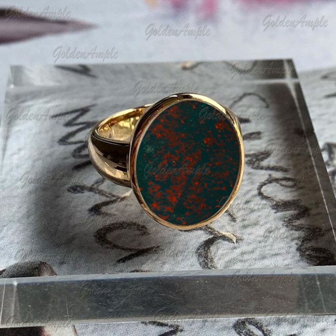 AA Huge Bloodstone March Wedding Bloodstone Band Unisex Oval Shaped ...