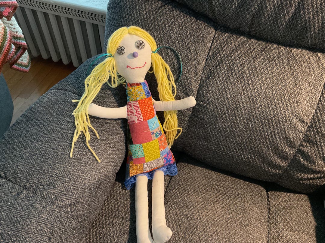 Blond Whimsical Scrappy Doll Made With Scraps of Fabric Great for a ...