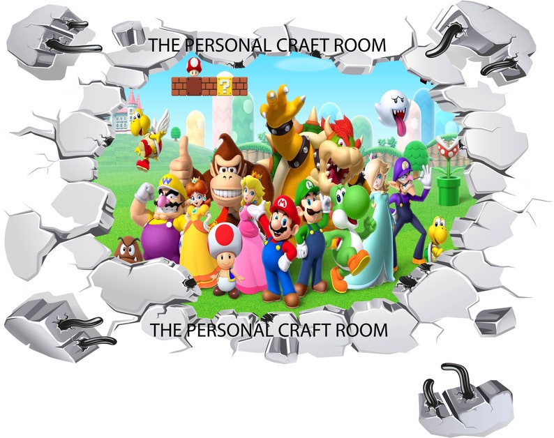 Super Mario Broken Wall Art Sticker Bedroom Decal - Etsy