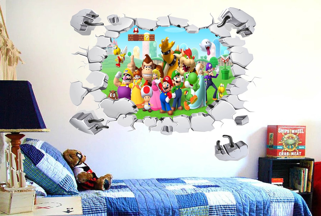 Super Mario Broken Wall Art Sticker Bedroom Decal - Etsy