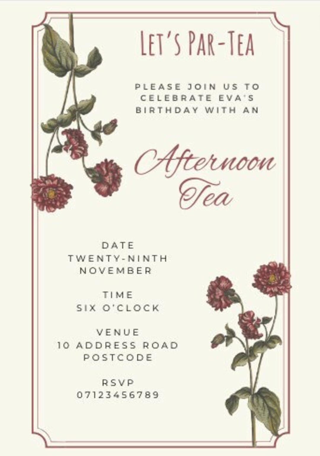 Vintage Afternoon Tea Invite - Etsy