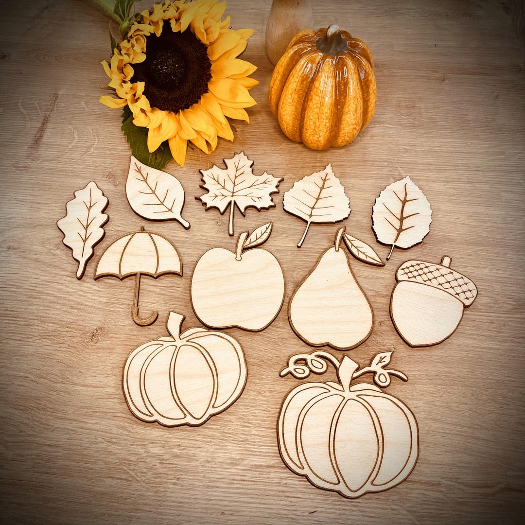 Fall Decoration SVG Laser File - Leaves, Pumpkin, Apple, Acorn ...