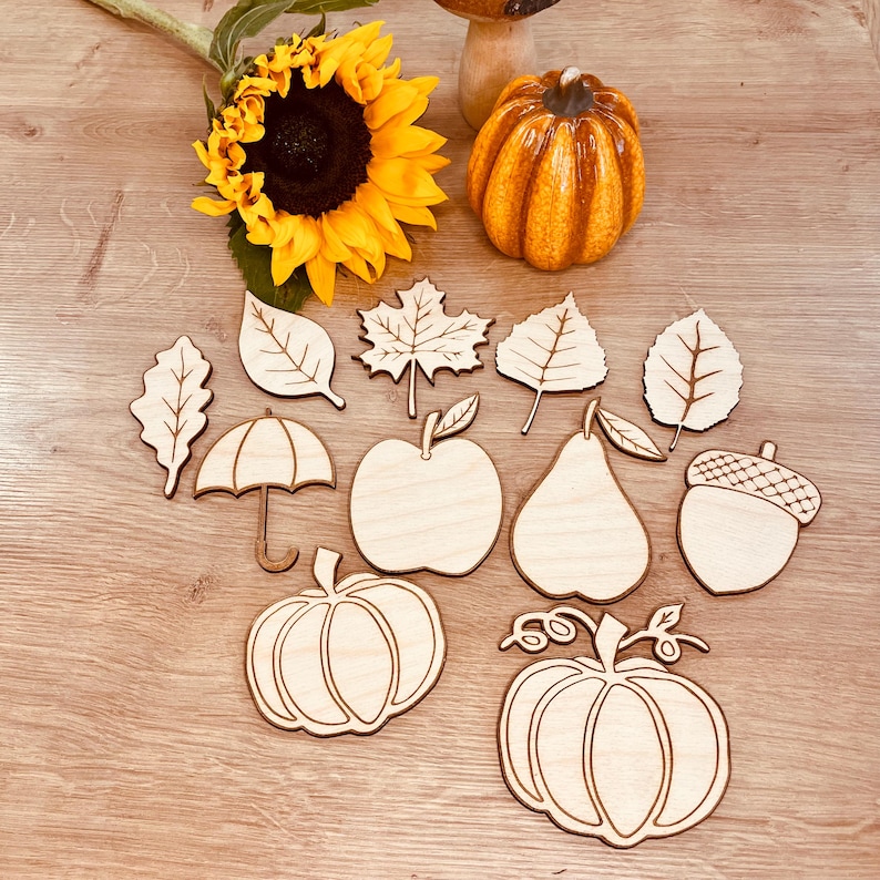 Fall Decoration SVG Laser File - Leaves, Pumpkin, Apple, Acorn ...