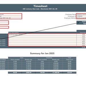 Timesheet Excel Template | Printable | Editable | Pay Calculator - Etsy