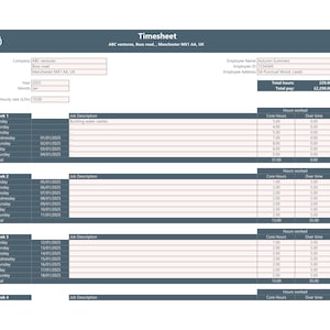 Timesheet Excel Template | Printable | Editable | Pay Calculator - Etsy