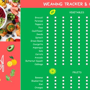 Weaning Chart & Tracker, Checklist for Baby's First Foods - Etsy