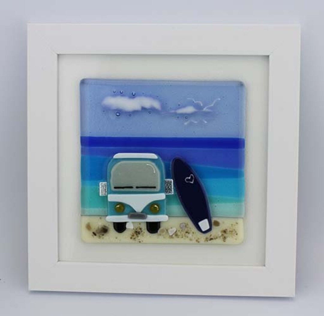 Glacier Blue VW Campervan With Indigo Blue Surfboard - Etsy