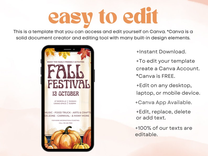 Canva Editable Fall Festival Flyer Customizable Harvest Festival ...