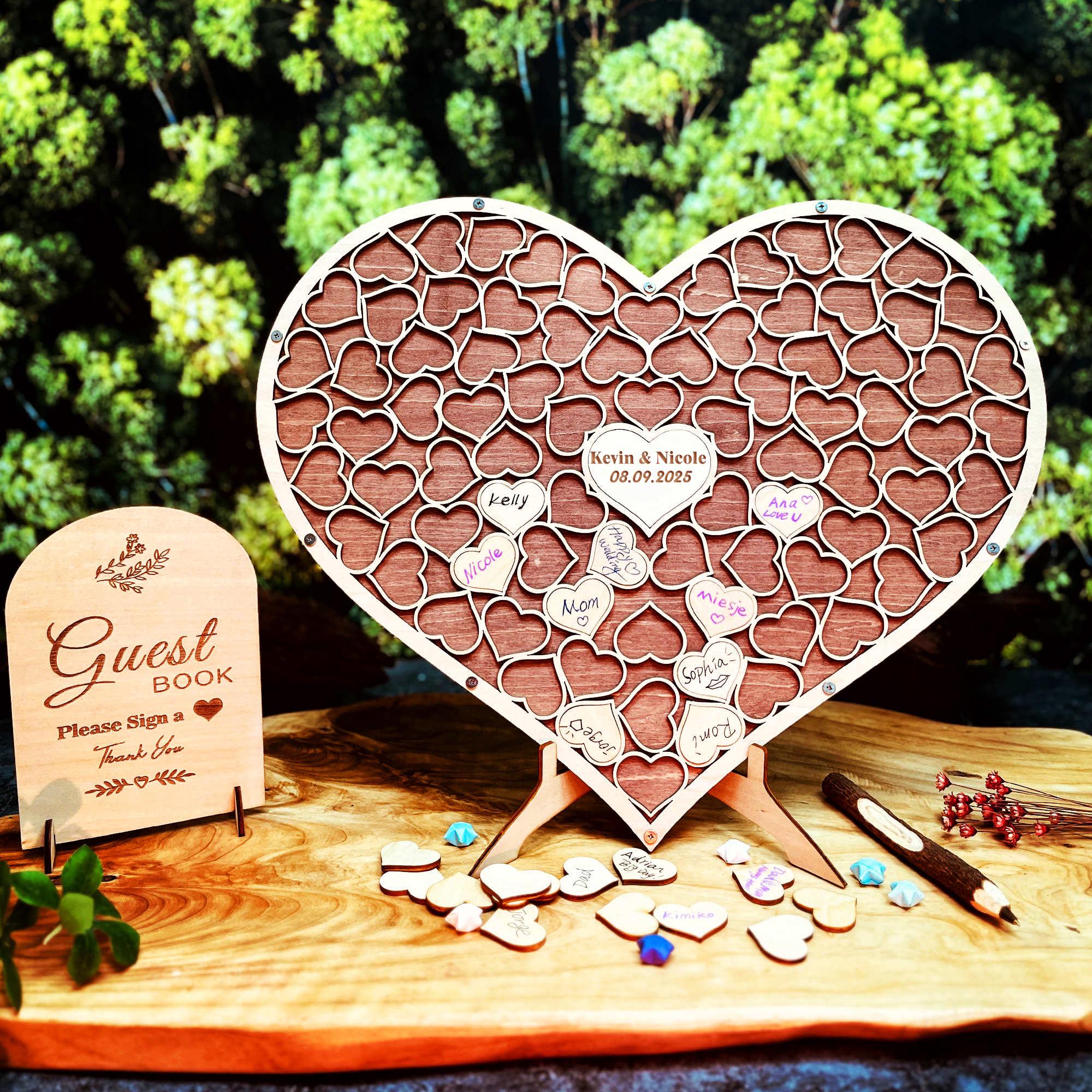 Wedding Guestbook Wooden Heart Shaped Alternative Guest Book Birthday ...