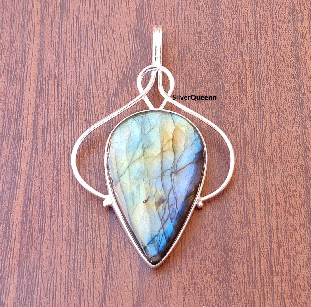 Labradorite Necklace, 925 Sterling Silver Labradorite Pendant, Gemstone ...