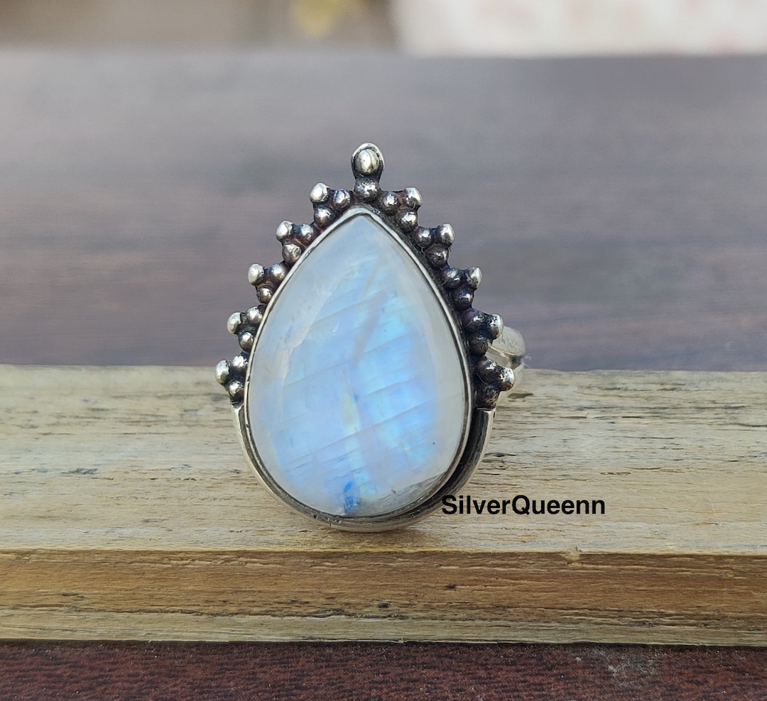 Handmade Pear Shape Moonstone Ring: 925 Sterling Silver Promise Ring - Etsy