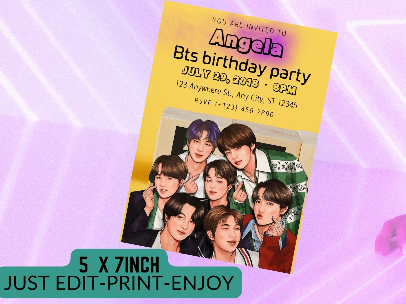 BTS Birthday Invite BTS Birthday Invitation Card Bts - Etsy