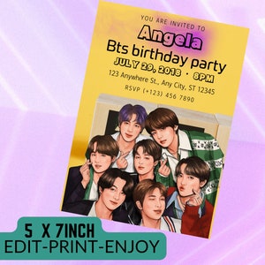BTS Birthday Invite BTS Birthday Invitation Card Bts - Etsy