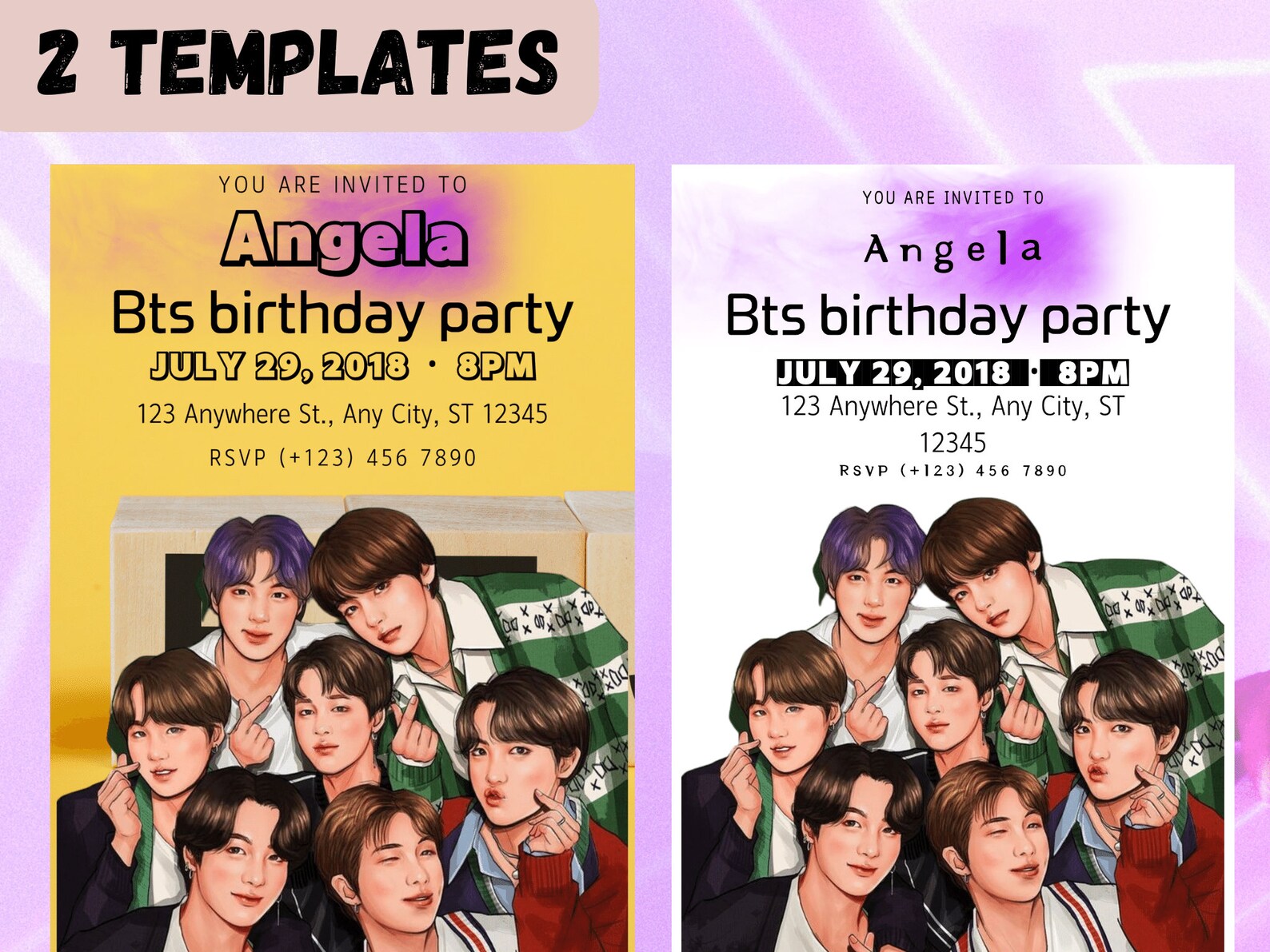 BTS Birthday Invite BTS Birthday Invitation Card Bts - Etsy
