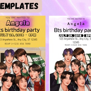 BTS Birthday Invite BTS Birthday Invitation Card Bts - Etsy