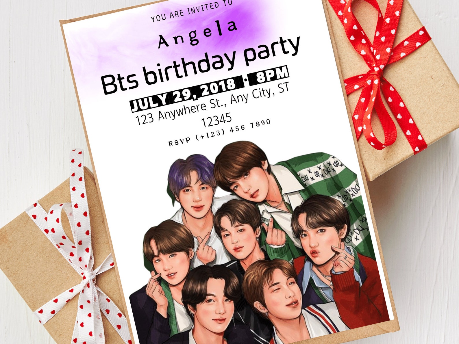 BTS Birthday Invite BTS Birthday Invitation Card Bts - Etsy