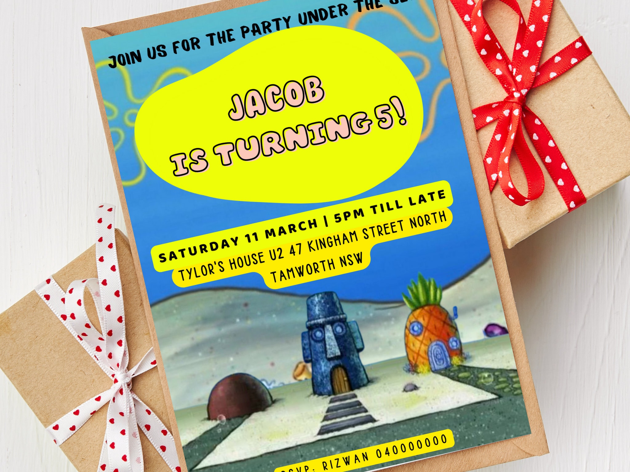 Spongebob Birthday Ticket Invitations