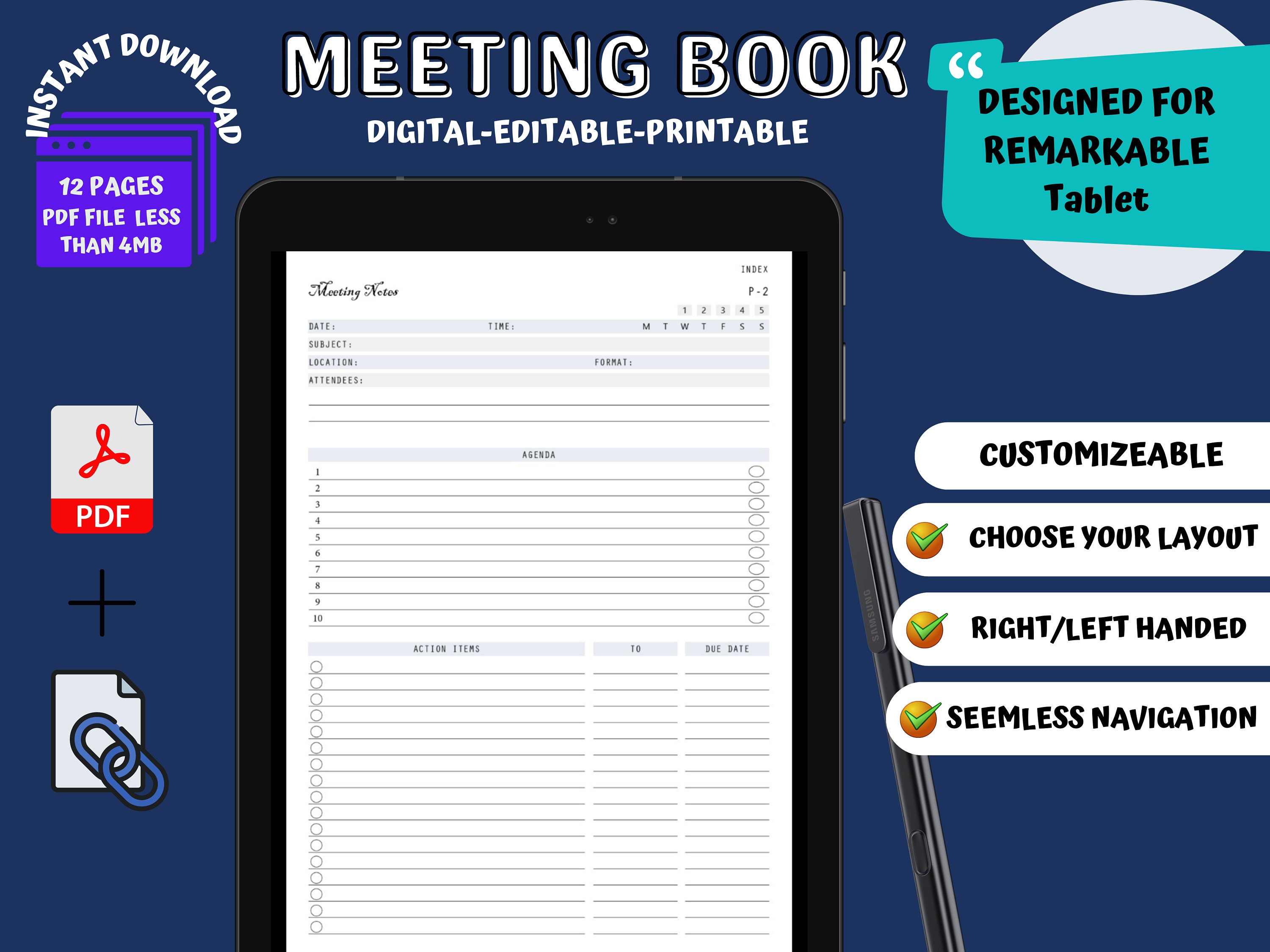 Remarkable 2 Meeting Minutes Template Remarkable Notes Taking - Etsy Remarkable 2 Meeting Minutes Template Remarkable Notes Taking - Etsy