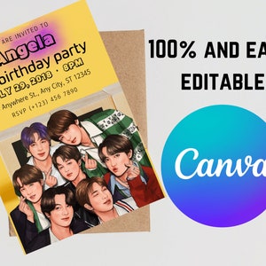 BTS Birthday Invite BTS Birthday Invitation Card Bts - Etsy