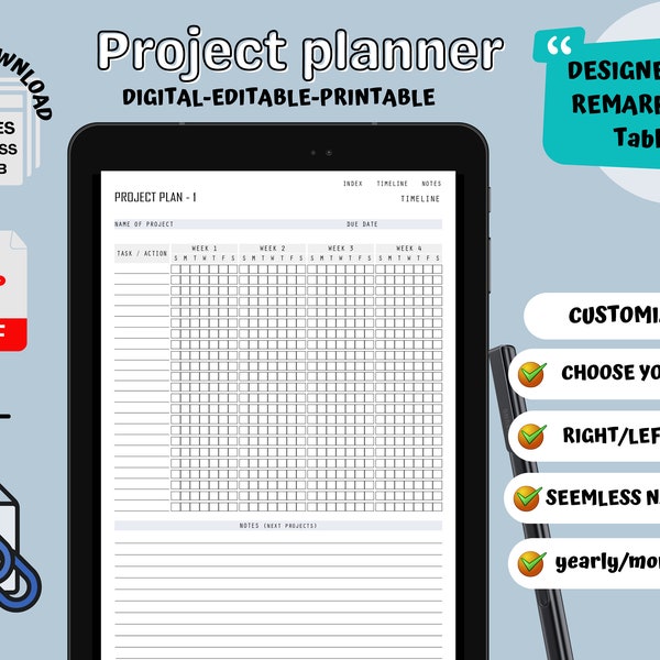Remarkable 2 Project Template - Etsy