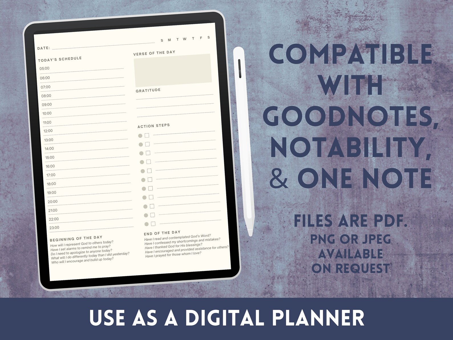 Digital or Printable Daily Planner for Christian Men or Women - Etsy