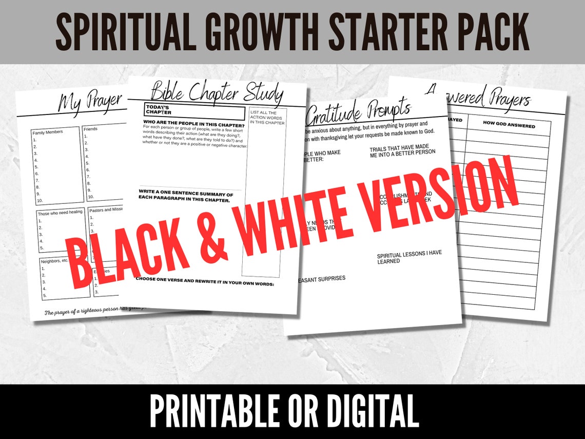 Spiritual Growth Starter Pack Printable Bible Study, Prayer, Gratitude ...