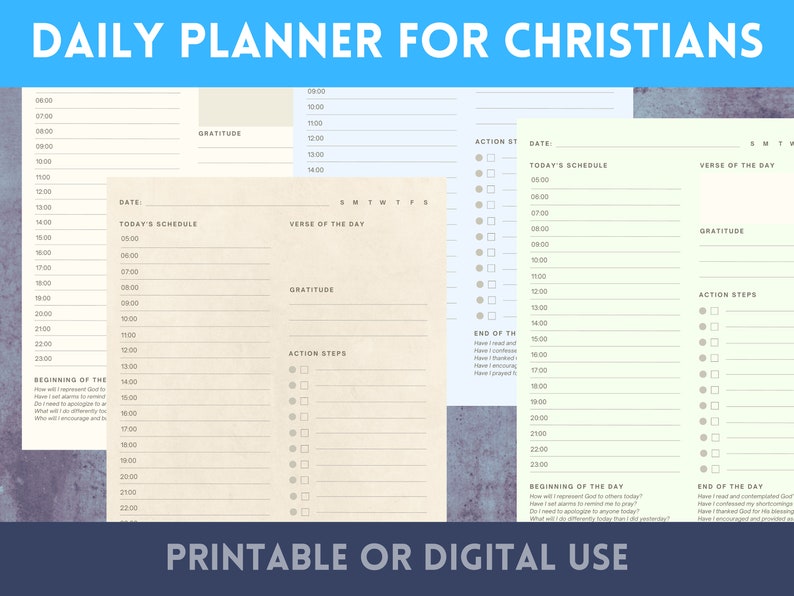 Digital or Printable Daily Planner for Christian Men or Women - Etsy