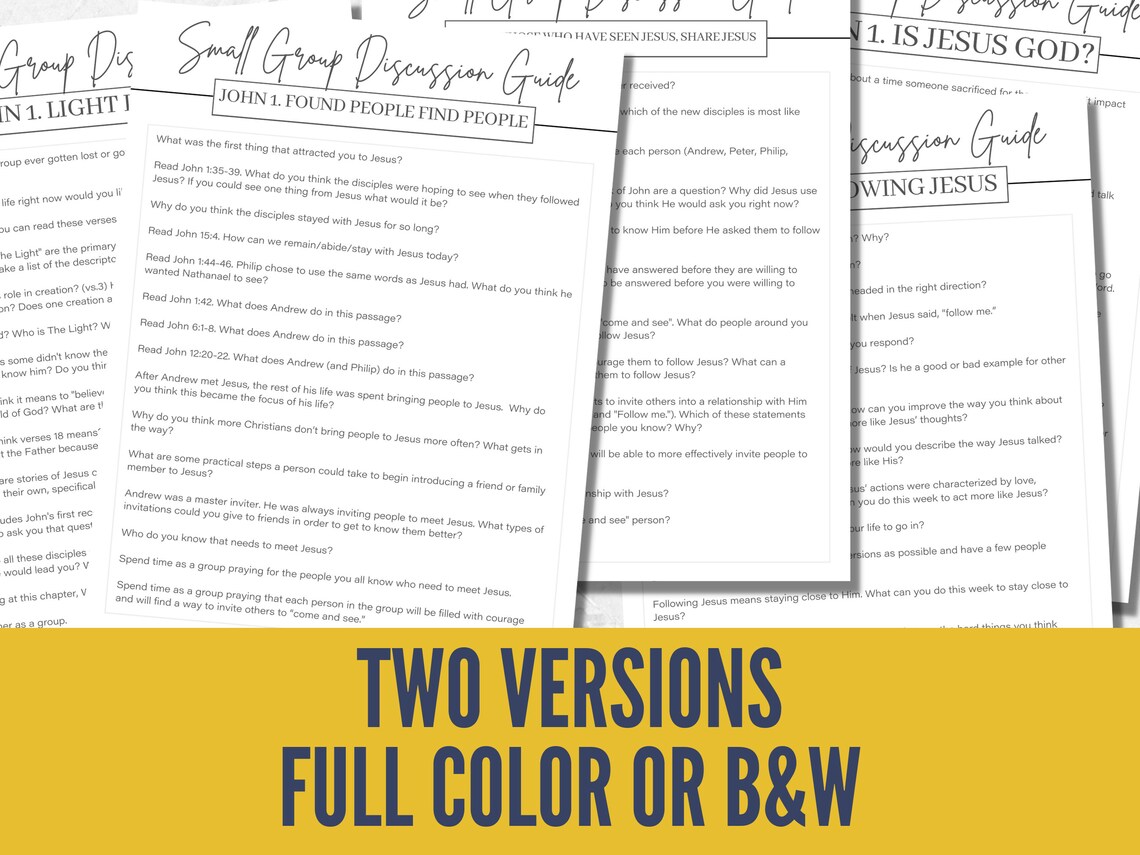 5 Printable Small Group Discussion Guides From John Chapter One ...