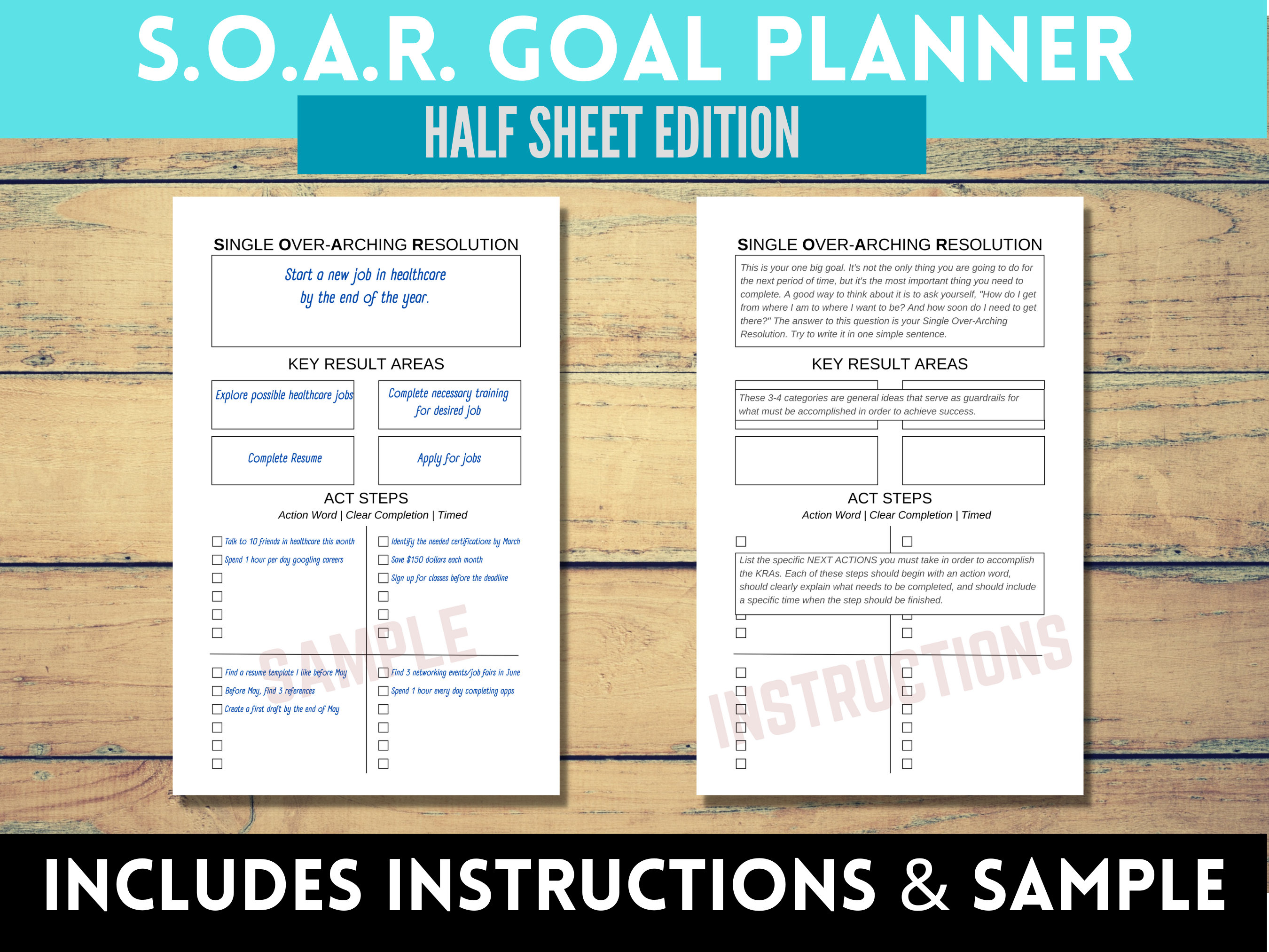 Printable and Digital Goal Planning Sheet HALF-SHEET SIZE | Plan Your ...